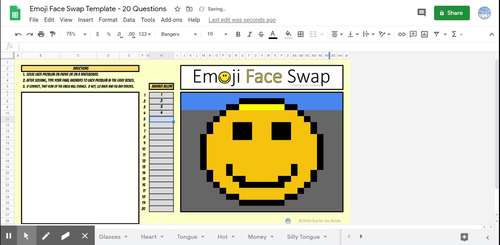 Editable Digital Pixel Art Templates | Digital Mystery Picture | Emoji ...