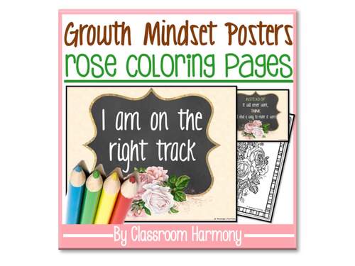 Roses and Flowers Posters and Coloring Pages, SEL Growth Mindset