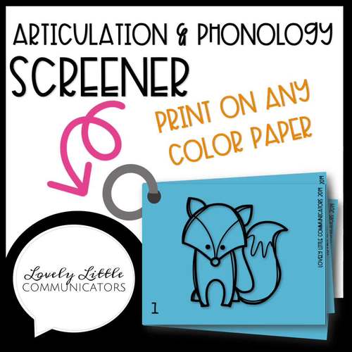 Articulation and Phonology Screener Screening Tool Low Ink Easy to Print
