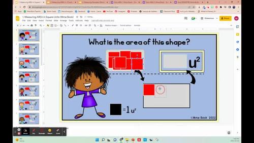 BUNDLE: Measuring AREA and PERIMETER Google Slides™ + 3 quizzes by Mme Bock