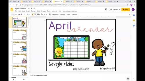 April Digital Calendar Time by Keeping Kinder | TpT