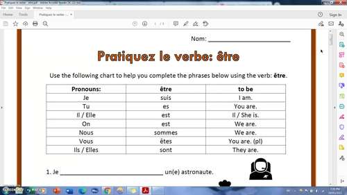 Pratiquez le verbe: être (Career-themed French verb worksheet) | TPT