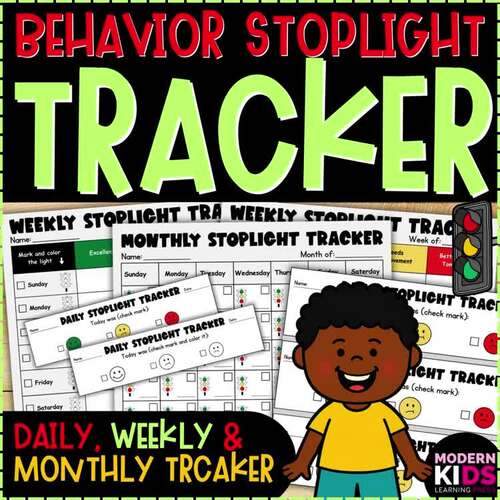 Stoplight Student Behavior Reflection Tracker - Daily, Weekly & Monthly ...
