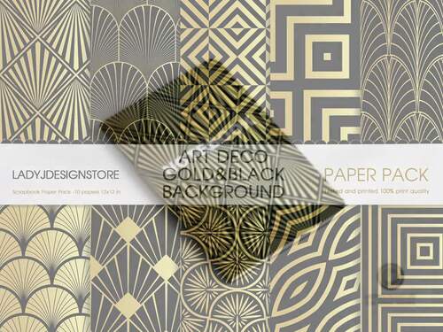 Art Deco Gold foil Digital Printable, seamless texture by ladyjdesignstore