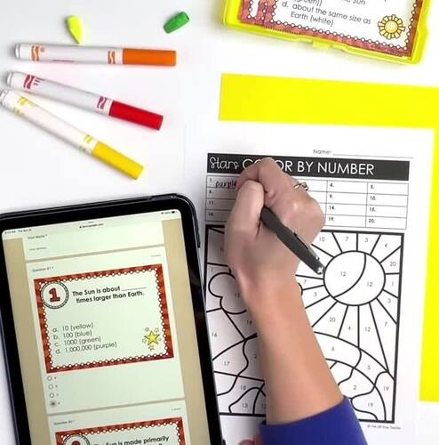The Sun and Other Stars Task Cards and Color by Number (Google Forms)