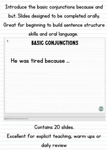 Basic Conjunctions for Kindergarten - Oral Response Slides | TPT