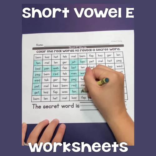 Short Vowel E Worksheets by Simply B Teaching | Teachers Pay Teachers