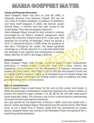 Maria Mayer Study Guide and Review | Famous Scientists PDF | Women in ...