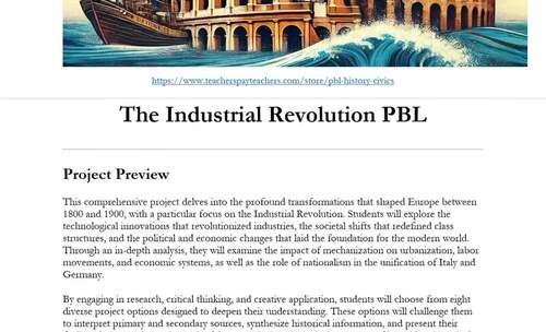The Industrial Revolution Project by PBL History & Civics | TPT
