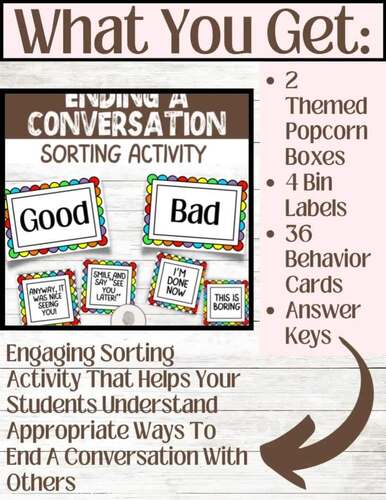 Conversation Skills: Ending a Conversation Social Skills Sorting Activity