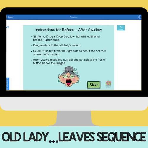 Old Lady Who Swallowed Some Leaves Sequencing Boom Cards for Speech ...