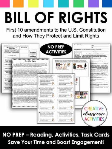 Bill of Rights Digital Resources, Critical Thinking Activities | TPT