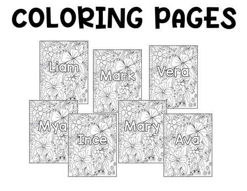 Printable Personalized Floral Name Coloring Pages, Floral Coloring ...