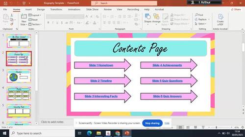 Powerpoint 365 Biography Research Project, Google Slides, Digital Literacy