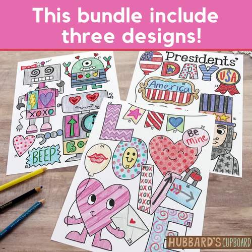 February Valentines Day Math Long DIVISION - Activity Craft - Worksheet ...