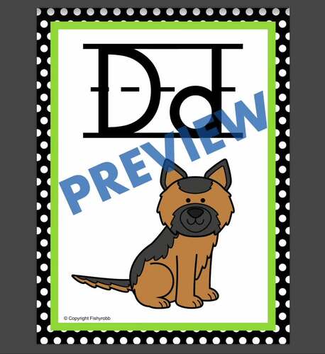 ALPHABET POSTERS Bold Bright Black & White Polka Dot Classroom Decor ...