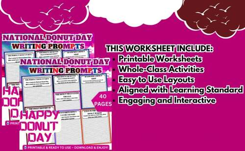 National Donut Day Writing Prompts Activities, 3rd 4th 5th 6th 7th 8th ...