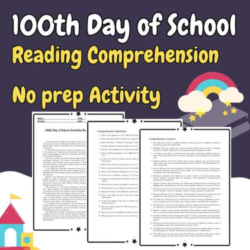 No Prep 100th Day of School Activities ELA and Reading Middle School ...