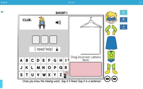 Spelling CVC Words Boom Cards™ BUNDLE | Short Vowels Build A Superhero Game