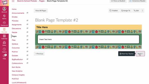 Canvas LMS Template - MODULE - Back To School Theme - 100% Customizable