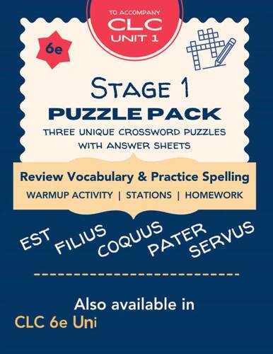 CLC Stage 1 Crosswords (Cambridge Latin Vocab - 6th edition) | TPT
