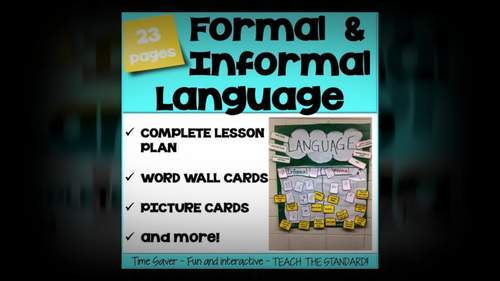 Formal & Informal Language - Vocabulary Word Wall, Activities, Lesson ...