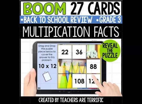Back to School Multiplication Facts Puzzle Boom Cards Gr. 3 | TPT