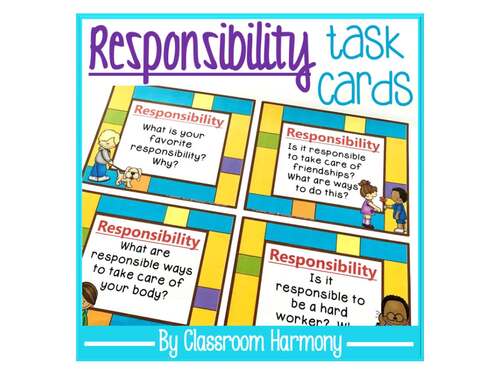 Social Emotional Learning Responsibility Task Cards and Questions Cards