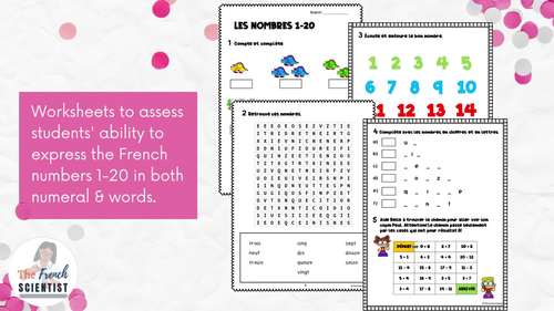 FRENCH Numbers 1-20 / Les Nombres 1-20 Activities Worksheets | TpT
