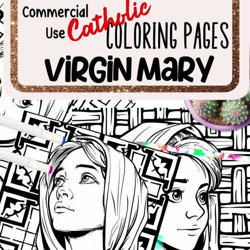 Kawaii Virgin MaryPortrait Catholic Coloring Pages 7 Commercial Use ...