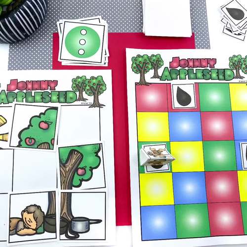 Johnny Appleseed Activity Cooperative Counting Game by Turner Tots