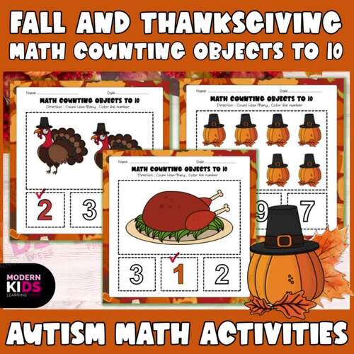 Fall and Thanksgiving Math Counting Objects to 10 Math Counting Objects ...