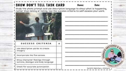 Descriptive Language / Show Don't Tell Task Cards | TPT