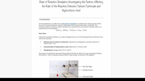 Interactive Reaction Rate Simulation - Differentiated Worksheets, and ...