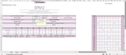 SPM-2 Home Form Ages 5–12 Editable Excel Template with Automatic Scoring