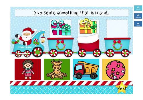 Christmas Train: Adjectives (Boom Cards, Teletherapy, Distance Learning)
