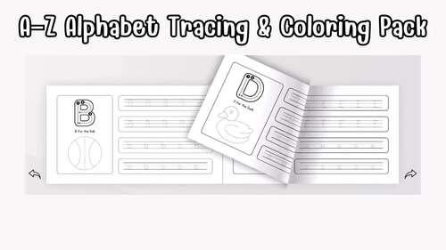 Alphabet Tracing & Coloring Pages A–Z Uppercase & Lowercase Handwriting ...