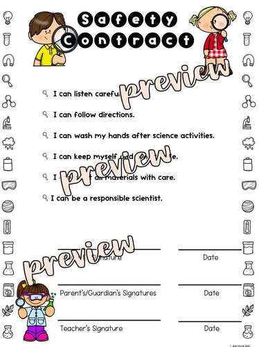 Science Safety Rules Student / Parent Contract and Science Safety Book