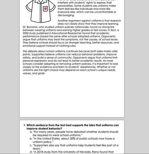 Claims and Evidence Reading | Argument Text & Graphic Organizer (5-7th)