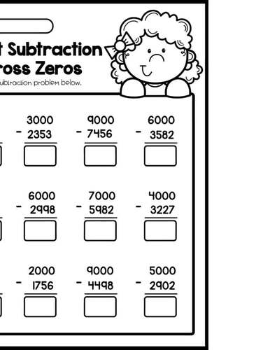 4 Digit Subtracting Across Zeros With And Withut Regrouping by Kidzvilly