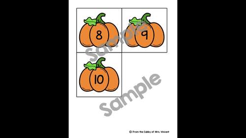 Pumpkin Numeral Seek and Find 0-10 and 0-20 Low Prep by From the Cubby