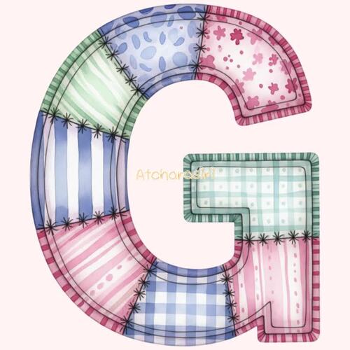 Pastel Patchwork Alphabet Clipart Set – 26 PNG Files for Digital Crafts