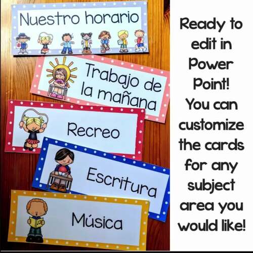 Horario de clases | Editable Schedule Cards by Bilingual Classroom ...