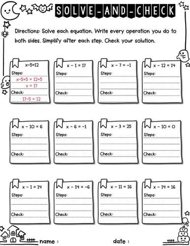 Solving Equations Halloween Activities | Fun Algebra Practice | 25 ...