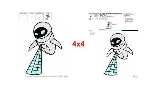 EVE Robot Character with Scanning Beam Embroidery Designs - Instant ...