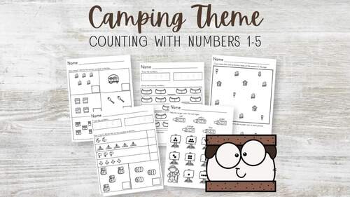 Math Morning Work Worksheets Camping Theme - Counting Numbers 1-5