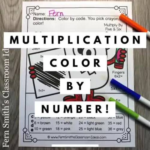 Valentine's Day Color By Number Multiplication by Fern Smith's ...