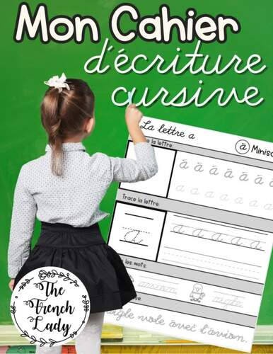 FRENCH & English - Cursive Writing BUNDLE - Writing Pages and Posters