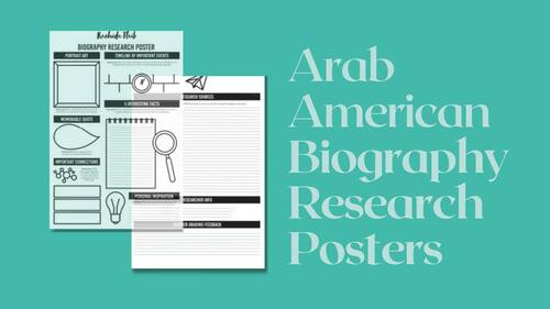 Arab American Heritage Month Biography Research Poster Bundle | April