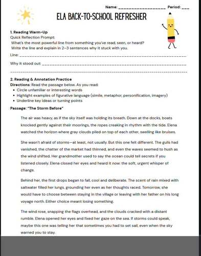 5-Day ELA Back-to-School Refresher | High School English | TPT